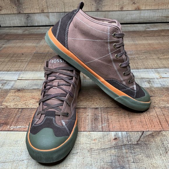 Fossil | Shoes | Fossil Men Brown Suede Fabric Casual High Top 15 ...